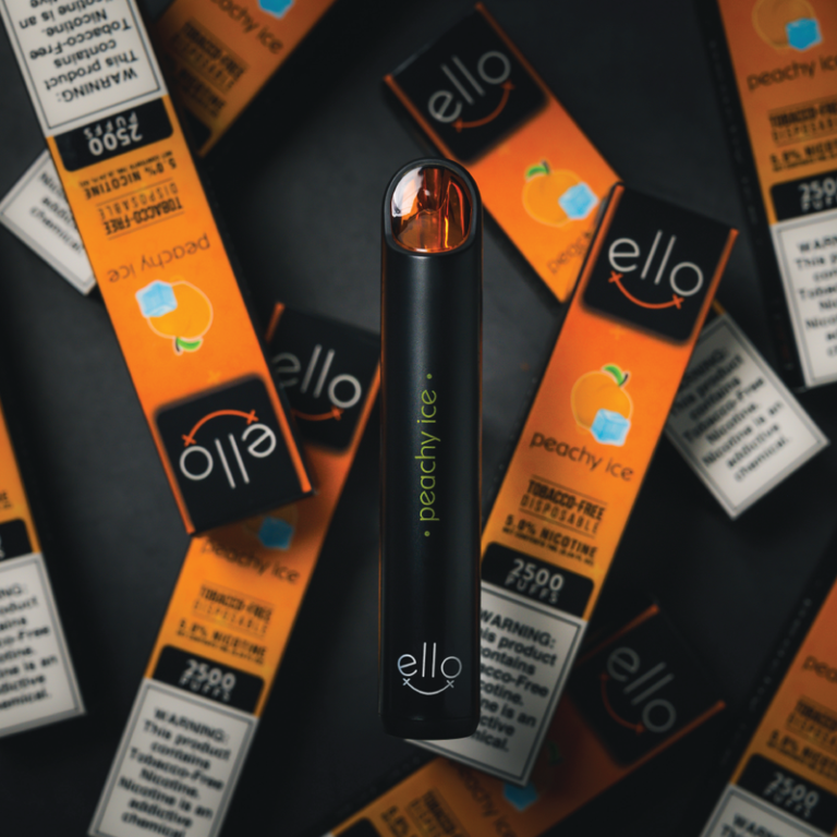 Blvk ello Peachy Ice Disposable Vape - Puffholic Vape